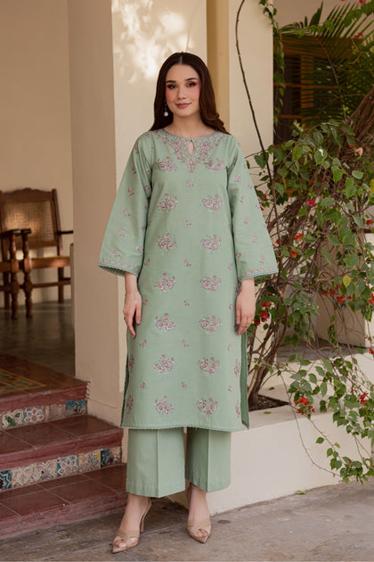 Junifer 2Pc - Embroidered Khaddar Dress