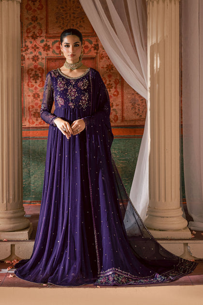 Plum Pearl 3Pc - Chiffon Wedding Frock | BATIK UK