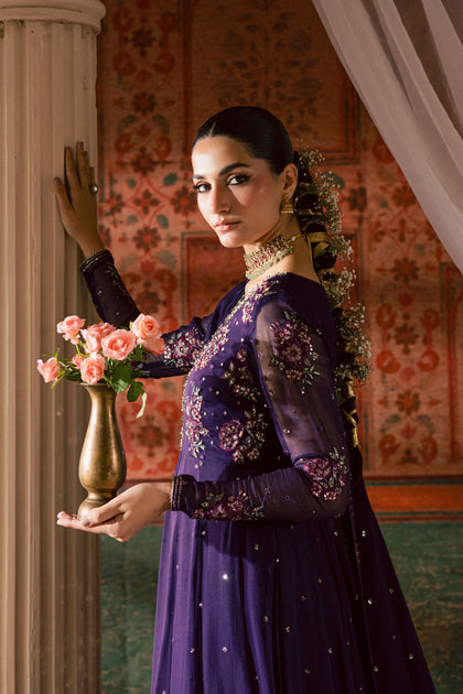 Plum Pearl 3Pc - Chiffon Wedding Frock | BATIK UK